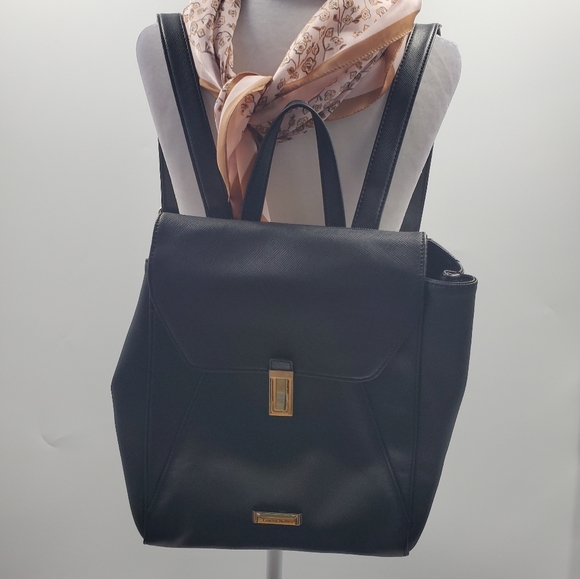 Tahari | Bags | Tahari Black Faux Leather Backpack Purse Travel | Poshmark